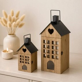 Dřevěná lucerna Home sweet home 40 cm - menší