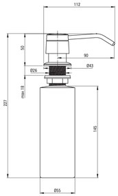 Deante Deco, dávkovač saponátu pro kuchyňské dřezy 300ml, černá matná, ZZZ_B00D
