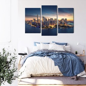 Vícedílný obraz Panorama Města New York Při Východu Slunce Nedostatek Nedostatek Přírodní plátno 150x100