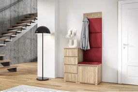 Eka Předsíňová stěna s čalouněnými panely Trinity 36 - Sonoma / Rubínová 2324