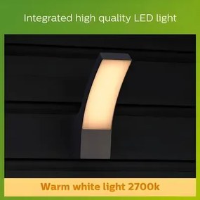 Philips Splay 12W antracitová / LED venkovní nástěnné svítidlo / 2700K