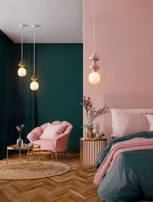 LED růžovo-bílý designový lustr Clio