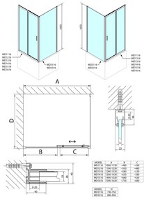 Polysan, DEEP obdélníková sprchová zástěna 1100x900mm L/P varianta, čiré sklo, MD1116MD3316
