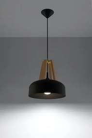 Lustr SOLLUX Casco E27 1x60W bez zdroje SL.0390 přírodní dřevo a ocel černá