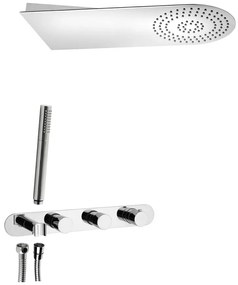 Sapho, Podomítkový sprchový set s termostatickou baterií a držákem ruční sprchy, 2 výstupy, kulatá, chrom, MB623-01