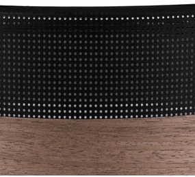 Stropní svítidlo Wood, 1x hnědá ořechová dýha/černé plastové stínítko, (bílé plexisklo), (fi 40cm)