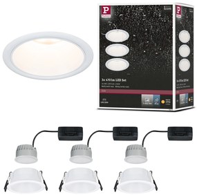 Paulmann 94870 LED Cole, set bodovek v bílé úpravě, 3x6,5W LED 2700K tříkrokové stmívání, prům. 8,8cm, IP44