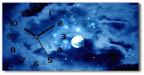 Wallmuralia Skleněné hodiny na stěnu Měsíc v úplňku 60x30 cm