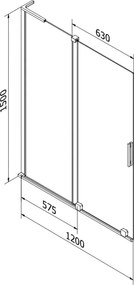 Mexen Velar L, 2-křídlová posuvná vanová zástěna 120 x 150 cm, 8mm sklo námraza, zlatá matná, 896-120-003-31-55