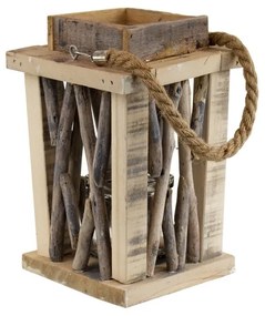 Přírodní dřevěná lucerna Mitt - 16*16*26cm