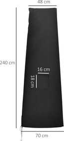 Outsunny ochranný kryt slunečníku pro slunečníky do Ø400 cm kryt slunečníku se zapínáním na zip, taška Oxford tkanina černá | Aosom