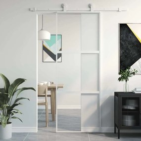 vidaXL Posuvné dveře 76 x 205 cm čiré ESG sklo a hliník [155198] Barva: Bílá a průhledná