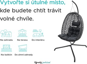 Závěsné křeslo MOLINE s černým stojanem, béžové