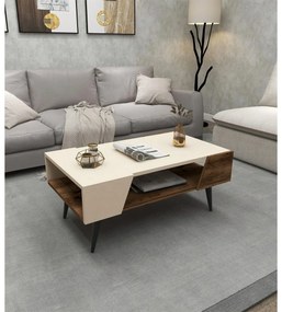 Konferenční stolek Aren Beige and Light Walnut