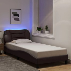 Rám postele s LED bez matrace Hvar tmavě hnědý 80 x 200 cm textil 3213665