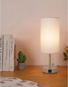 Brilagi - Stolní lampa s USB portem TABLON 1xE27/25W/230V béžová/bílá