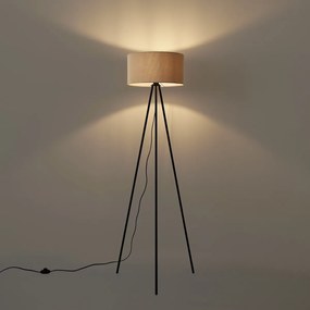 Moderní stojací lampa v barvě taupe se sametovým stínidlem - Luz