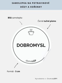 Samolepka na kořenky DOBROMYSL bílá 5 cm tučné písmo
