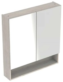 Geberit Selnova Square - Zrcadlová skříňka 85x59x18 cm, 2 dvířka, světlý ořech hickory 501.267.00.1