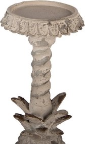 Béžový antik vysoký svícen s ananasovým dekorem - 11*11*41 cm