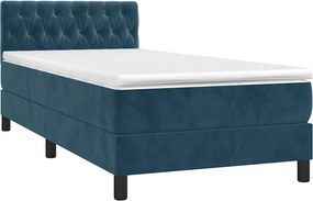 Box spring postel s matrací a LED tmavě modrá 90x190 cm samet 3134559