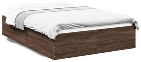 Rám postele hnědý dub 140 x 200 cm kompozitní dřevo