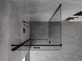 Mexen Mist-F T, 1-křídlý ​​skládací sprchový kout levý 85 x 85 cm, čiré sklo, černý profil, 8A6T-085-085-70-00-L