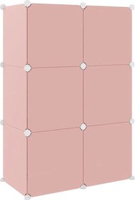 Dětská modulární skříň s 6 úložnými boxy růžová PP 340578
