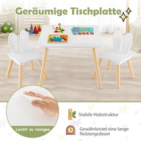 Costway Dětský stůl se 2 židlemi 3 kusy. Kindersitzgruppe mit Massivholzbeine