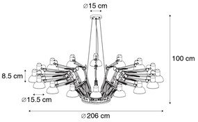 Průmyslové závěsné svítidlo černé 16-světlo nastavitelné - Hobby Spinne