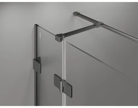 Mexen Lunar T, sklápěcí sprchový kout levý 110 x 110 cm, 8mm čiré sklo, profil grafit broušený, 834T-110-110-66-00-L