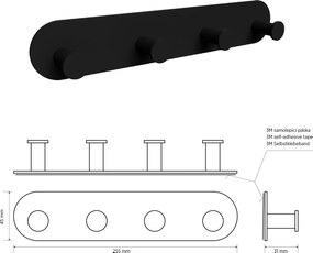 Sapho Sapho, X-ROUND samolepící čtyřháček, černá mat, XR221B