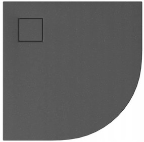 Cersanit Tako Slim, Čtvrtkruhová sprchová vanička 90x90x4 cm + šedý sifon, šedá matná, S932-160