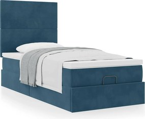 Osmanský rám postele s matracemi tmavě modrá 100x200cm samet 3313383
