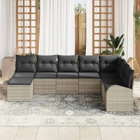 Set pohovek 8 ks Světle šedá polyratan 3354831