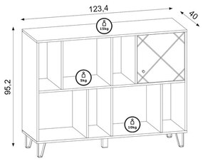Regál Bilbao 123,4 cm dub artisan/bílý