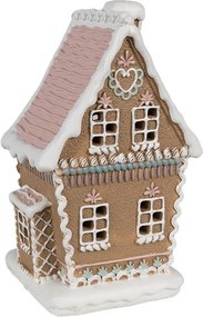 Hnědá svítící perníková chaloupka Gingerbread House - 13*10*21 cm / 3*AAA