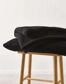Polštář Nordic Knit z organické bavlny 30 x 60 cm černý