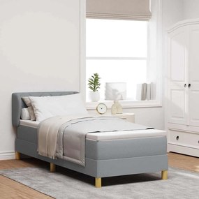 Postel s boxspringem s čelo Světle šedá 80 x 200 cm textil 3340241