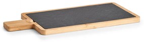 Břidlicová servírovací deska, s bambusovou rukojetí, 40 x 19 cm
