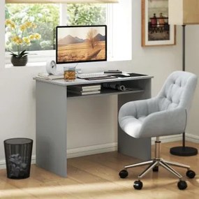 HOMCOM kompaktní počítačový stůl, jednoduchý design s 1 odkládací plochou, dřevotříska, rozměry 90d x 50š x 74v cm, šedá