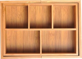 HOMCOM Úložný box Organizér box zásuvky, výsuvný organizér, bambus, přírodní, 24,6 x 17,6 x 7 cm| Aosom