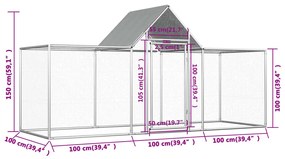 vidaXL Marketos Klec pro kuřata 3 x 1 x 1,5 m pozinkovaná ocel