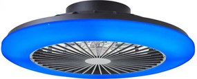 Brilliant G60020/06  Stmívatelné LED svítidlo SALERNO ČERNÉ &amp; reverzn VENTILÁTOR + funkce LED