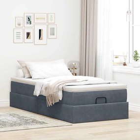 Osmanský rám postele s matrací tmavě šedá 80x200cm samet 3311148