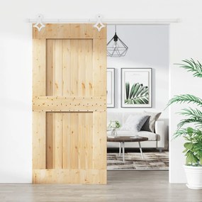 Posuvné Dveře S Kováním 95 X 210 Cm Masivní Borové Dřevo Vzor Šedá Kostka