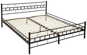 Tectake Kovová postel dvoulůžková včetně lamelových roštů černá 200 x 180 cm