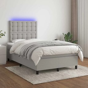 Box spring postel s matrací a LED světle šedá 120x190 cm textil 3270225