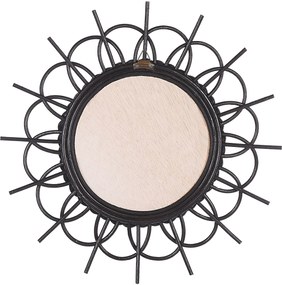 Nástěnné ratanové zrcadlo ⌀ 60 cm černé TELAKIA Beliani