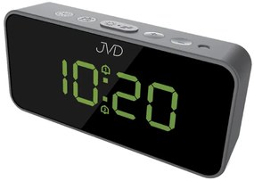 Digitální budík do sítě JVD SB3212.1 s teploměrem, USB nabíjením a světelným senzorem